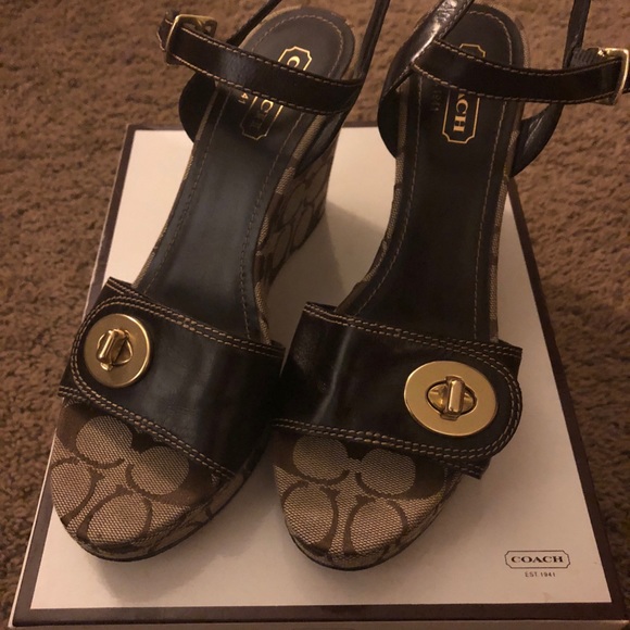 Coach | Shoes | Authentic Coach Rana Calf Wedge Sandals Shoes 8 | Poshmark